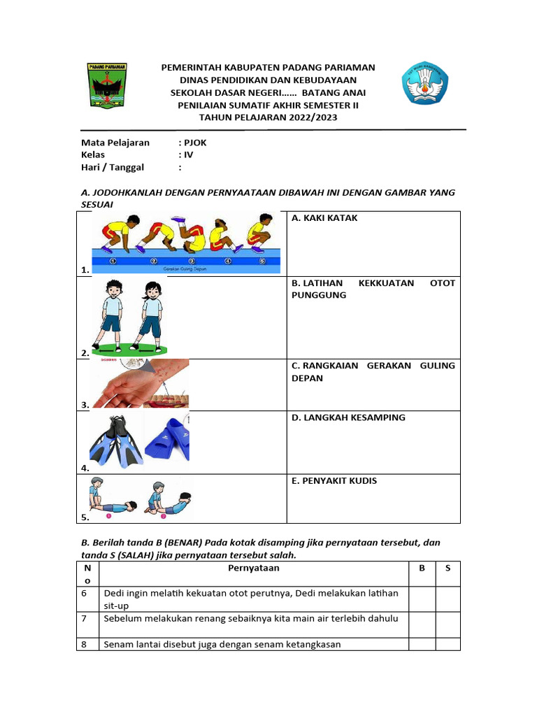 Soal PJOK Kelas IV Semester II | PDF