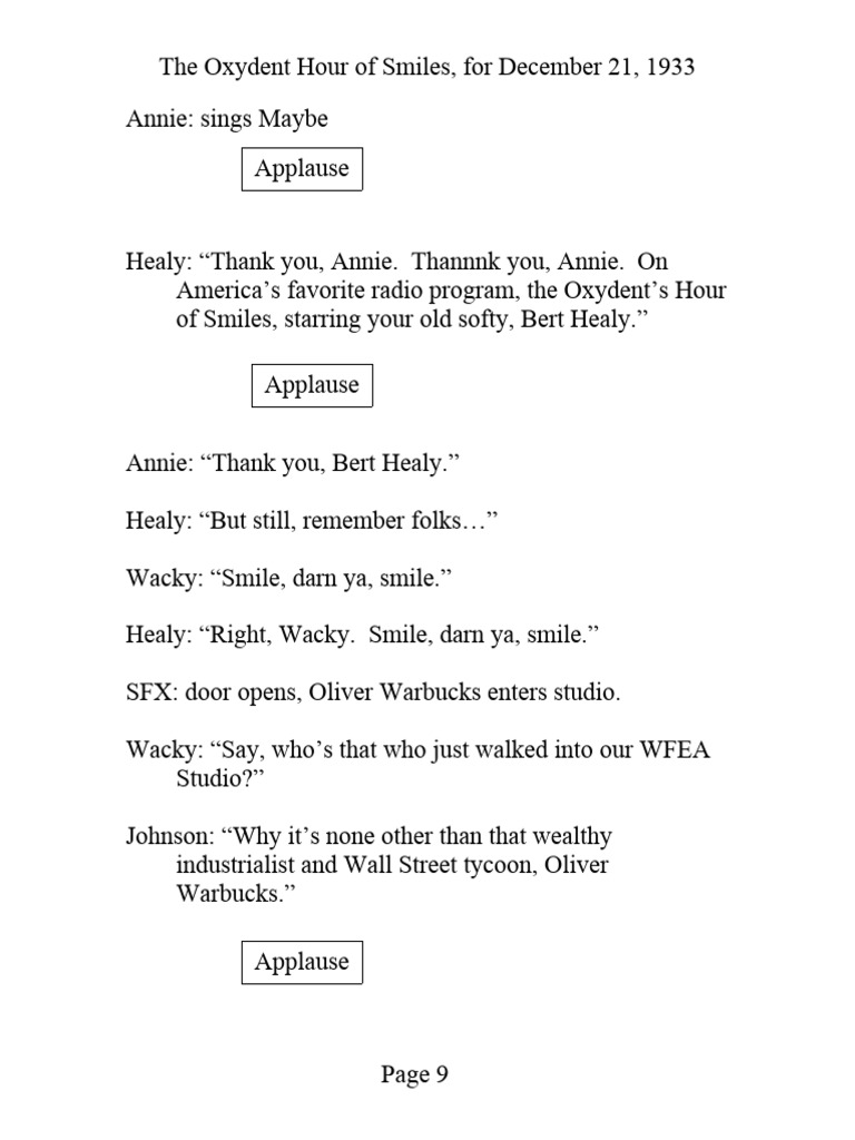 Annie Radio Script | PDF | Annie (Musical)