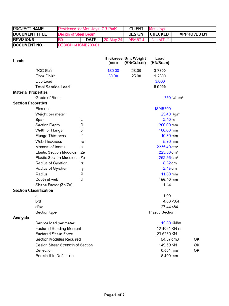 Design of Steel Beam | PDF | Solid Mechanics | Materials