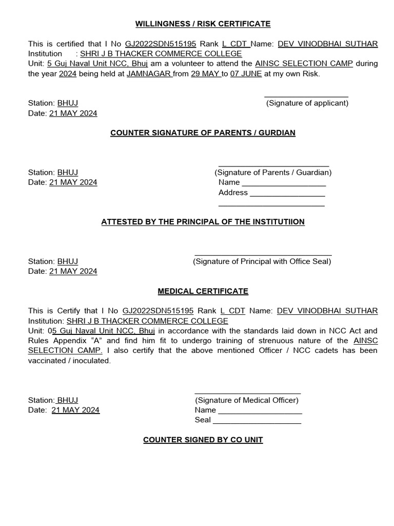 Camp Form | PDF | Military Organization