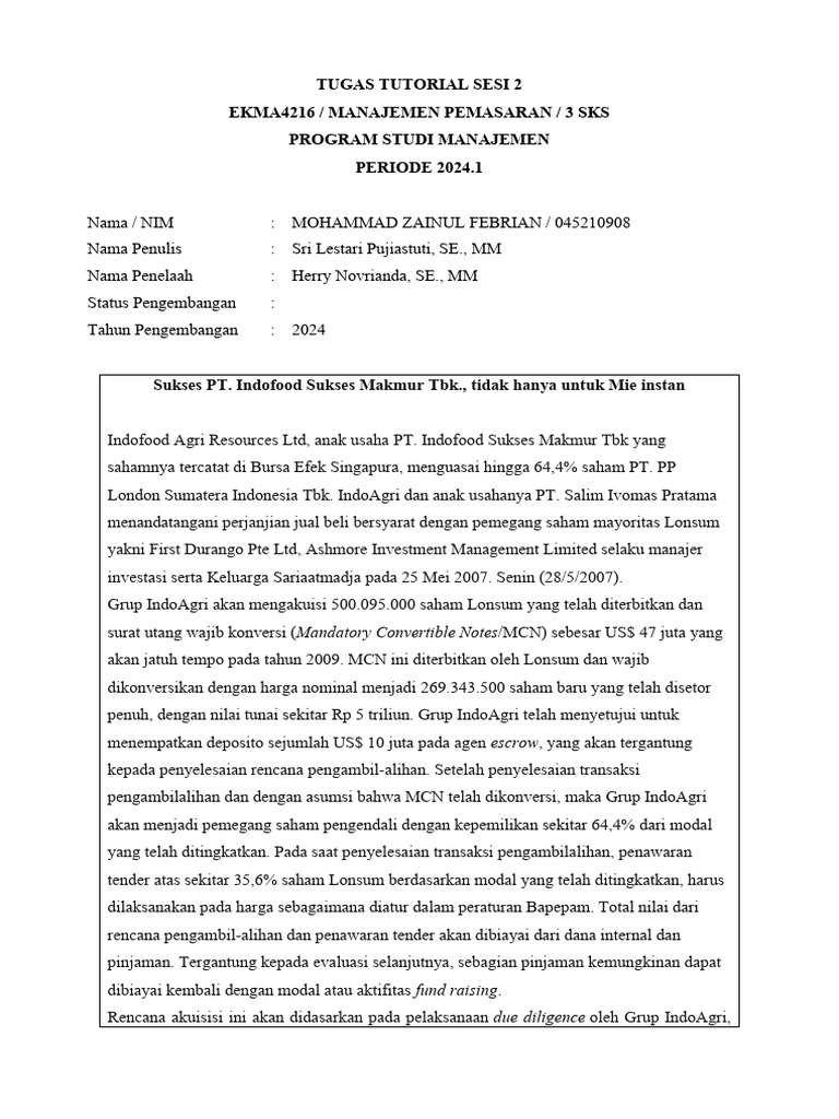 Tugas 2 | PDF | Bisnis