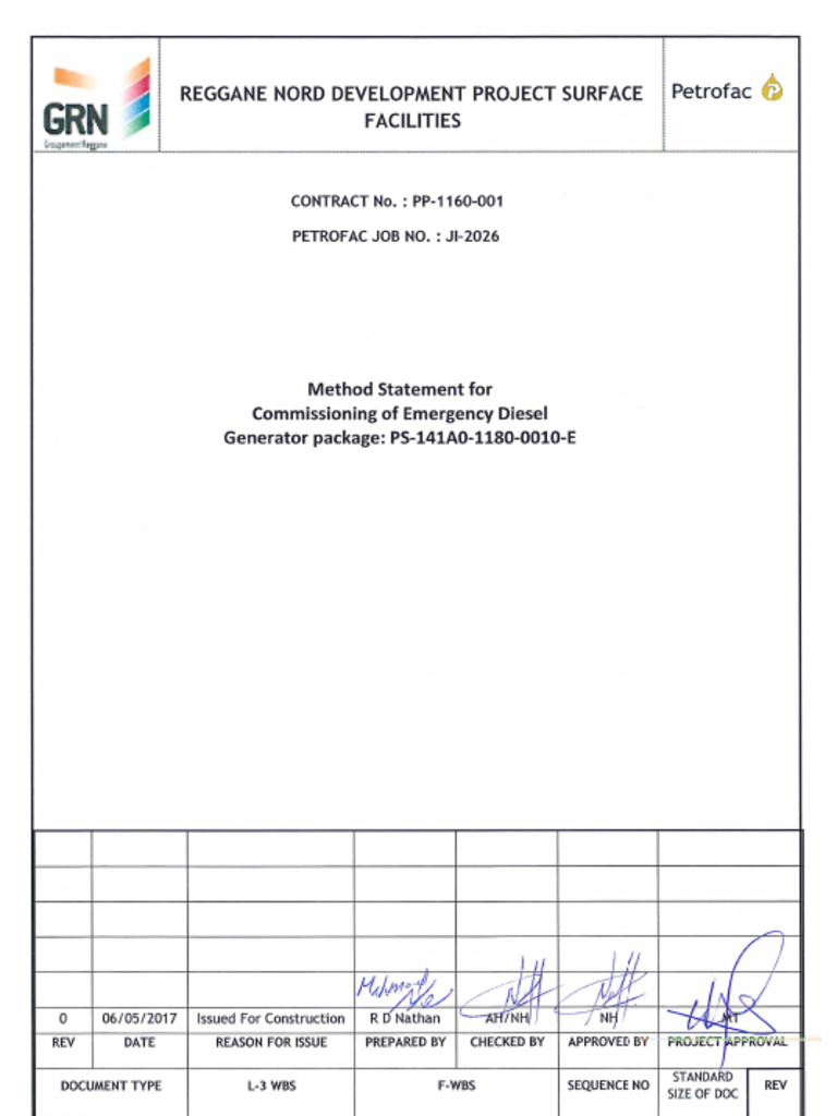 MS (Rev 0) For Commissioning of EDG | PDF