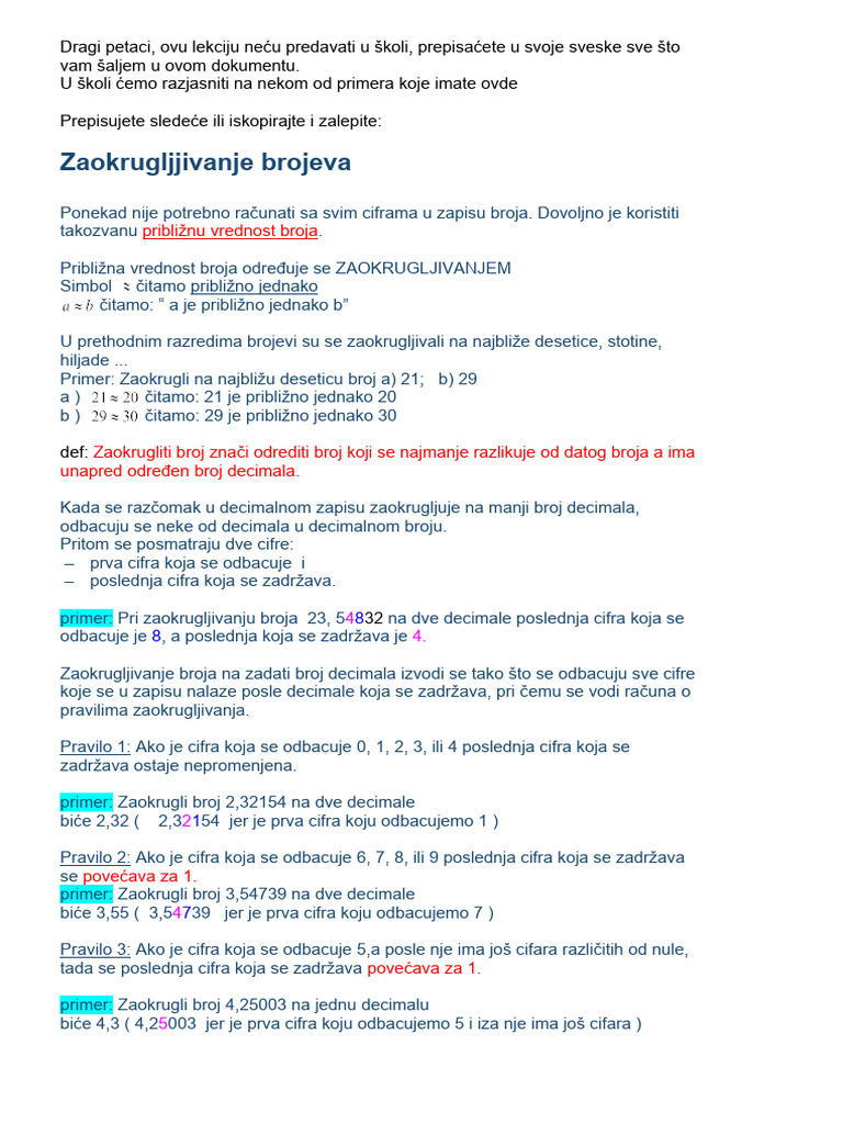 Zaokrugljivanje Brojeva | PDF