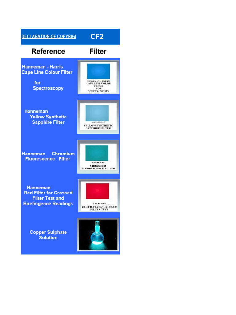 Special Colour Filters CF2 | PDF | Optical Filter | Fluorescence