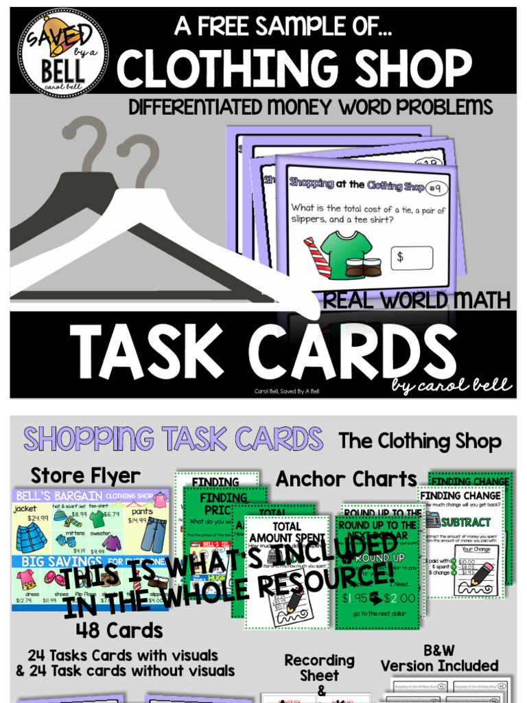 Task Cards The Clothing Store | PDF