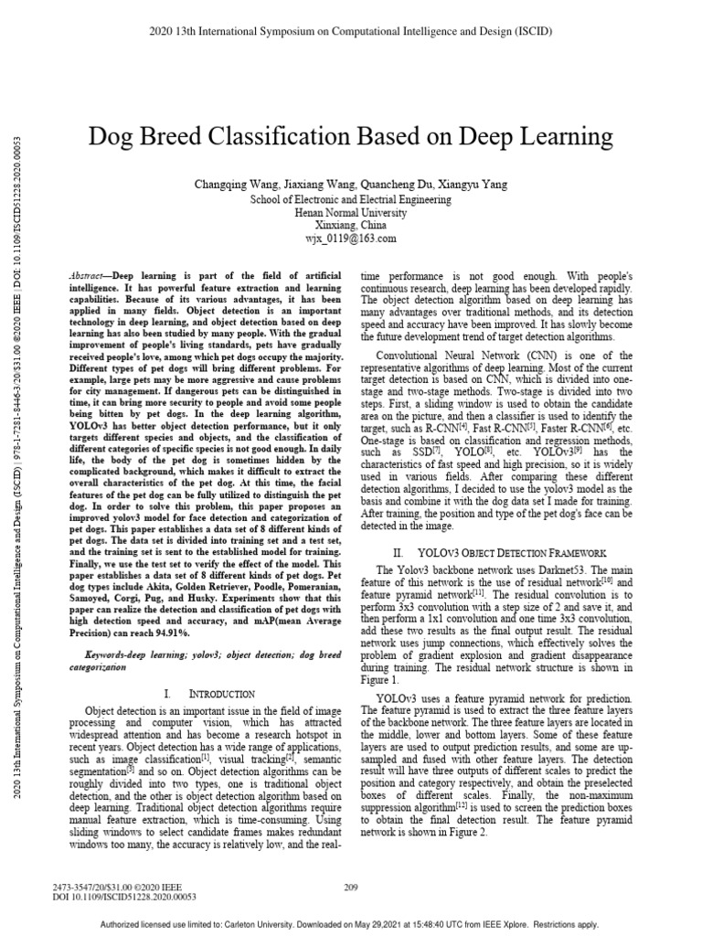 Dog - Breed Base Paper | PDF | Deep Learning | Statistical Classification