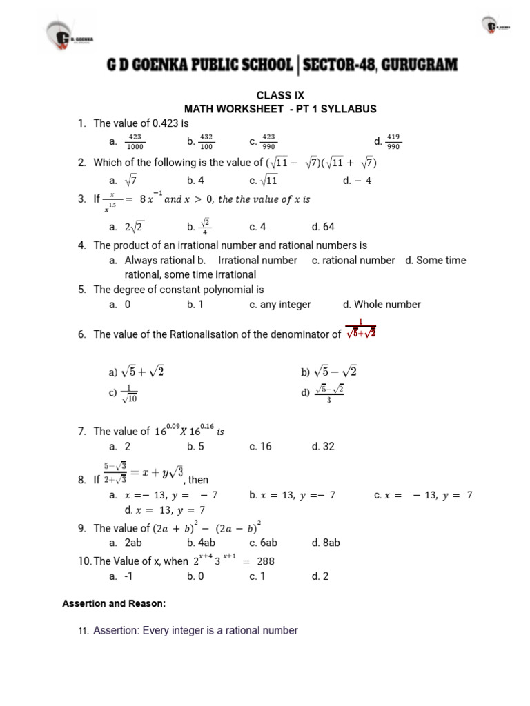 9 - Math WS | PDF | Factorization | Numbers