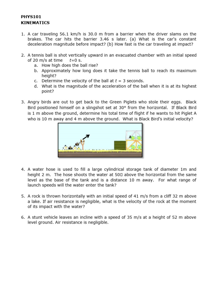 Kinematics - Problem Set | PDF | Acceleration | Velocity