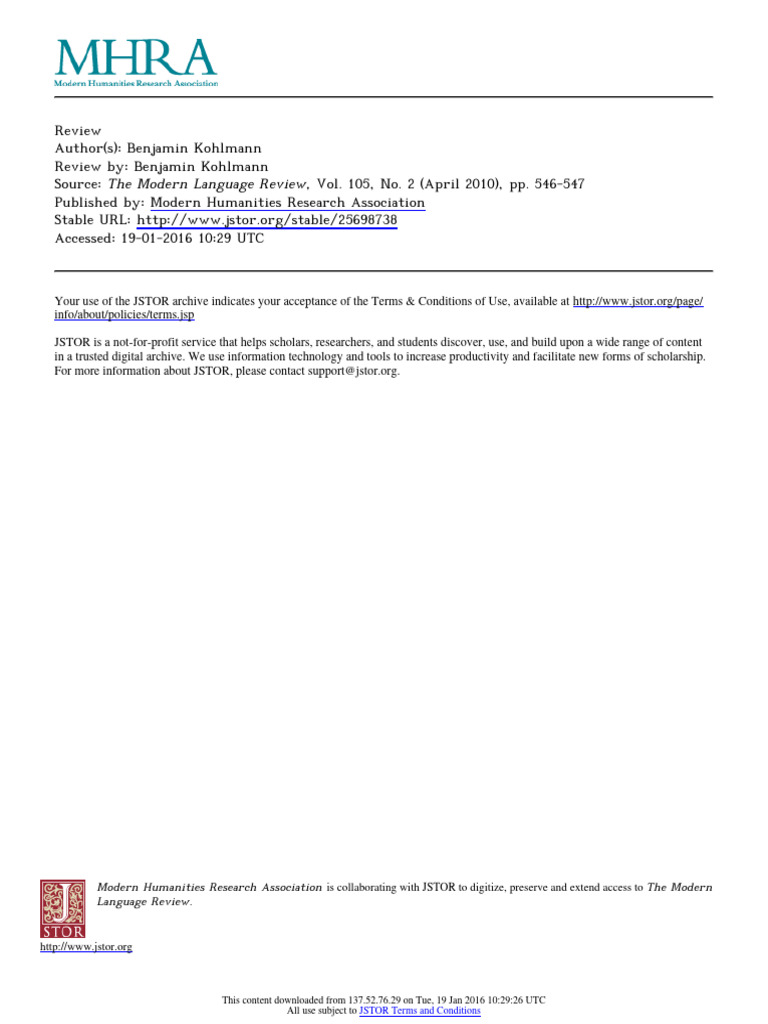 Modern Humanities Research Association Is Collaborating With JSTOR To ...