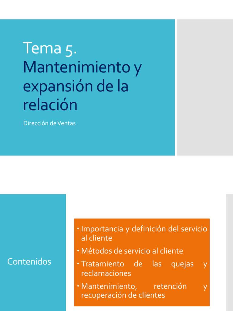 Tema 5 Direccion de Ventas - 2023 | PDF | Cliente | Business Tema 5 Direccion de Ventas - 2023 | PDF | Cliente | Business