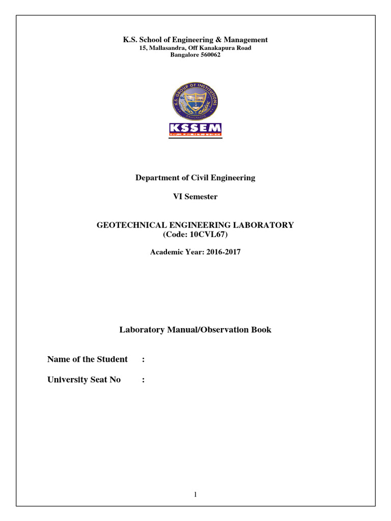 Gt Lab Manual -Revised- | PDF | Density | Soil