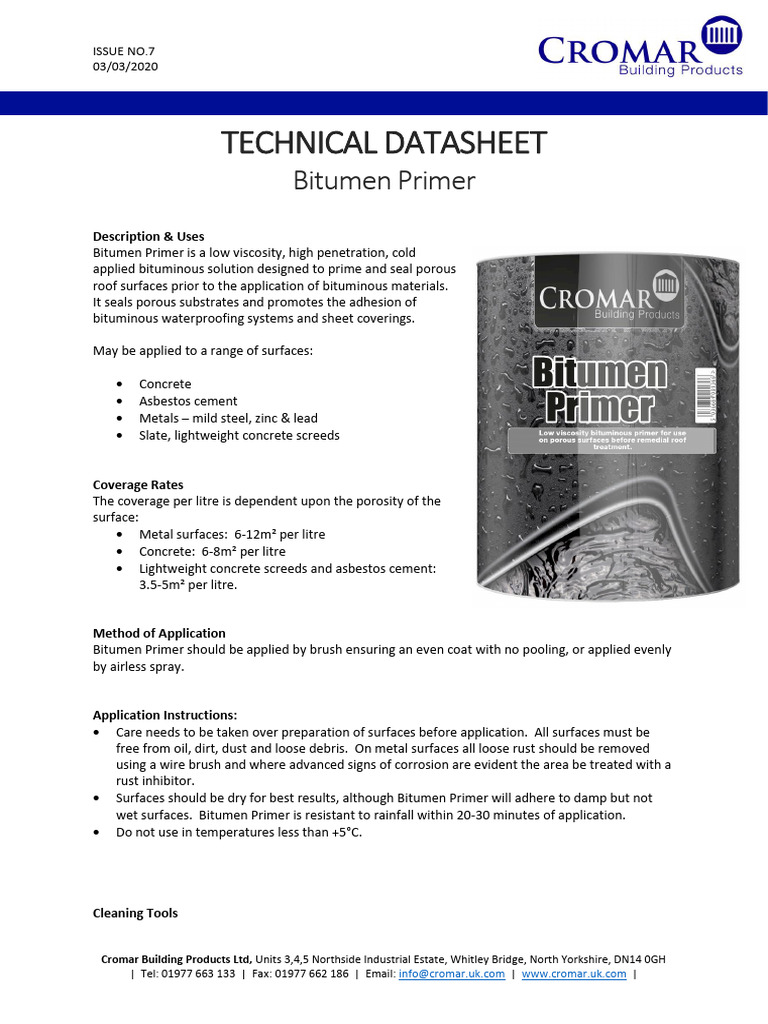 Cromar Bitumen Primer | Download Free PDF | Concrete | Rust