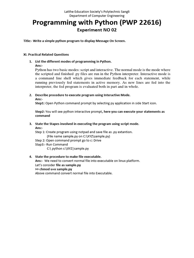 PWP Exp2 | PDF | Computers