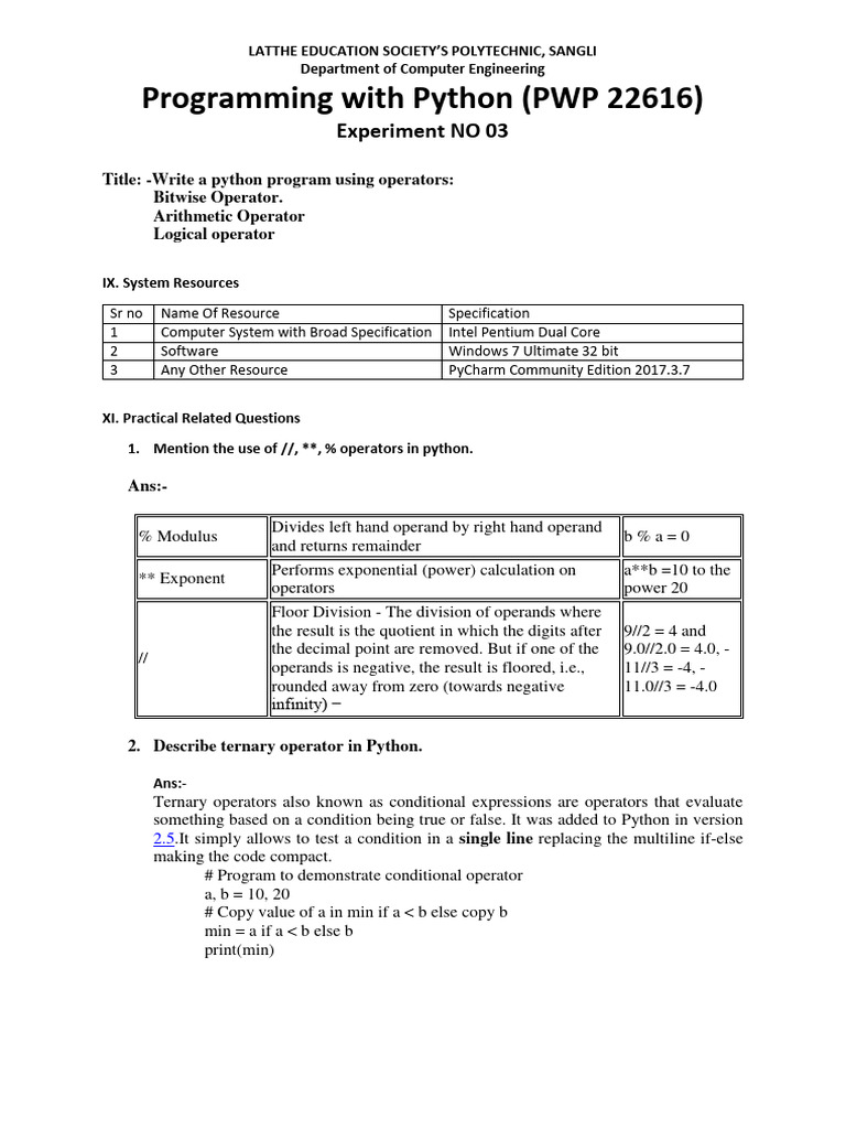 PWP Exp3 | PDF | Python (Programming Language) | Exponentiation PWP Exp3 | PDF | Python (Programming Language) | Exponentiation