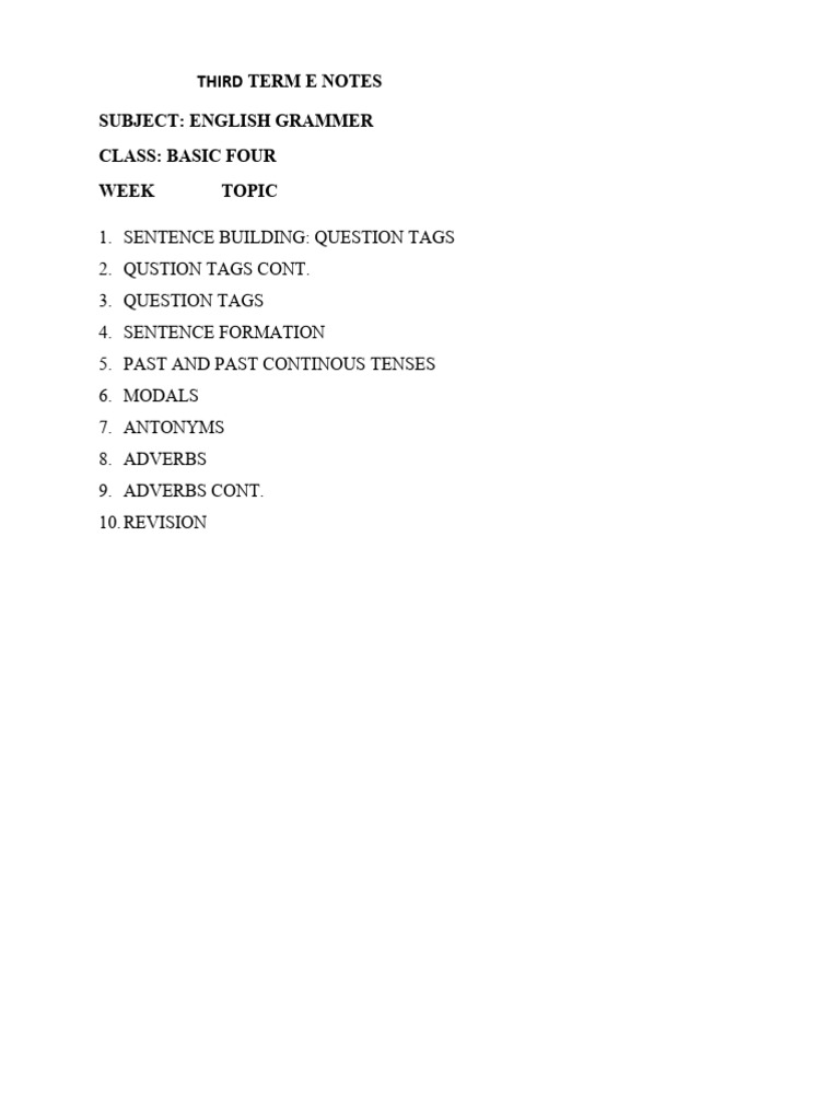 Basic Four English Grammar | PDF | Adverb | Linguistics