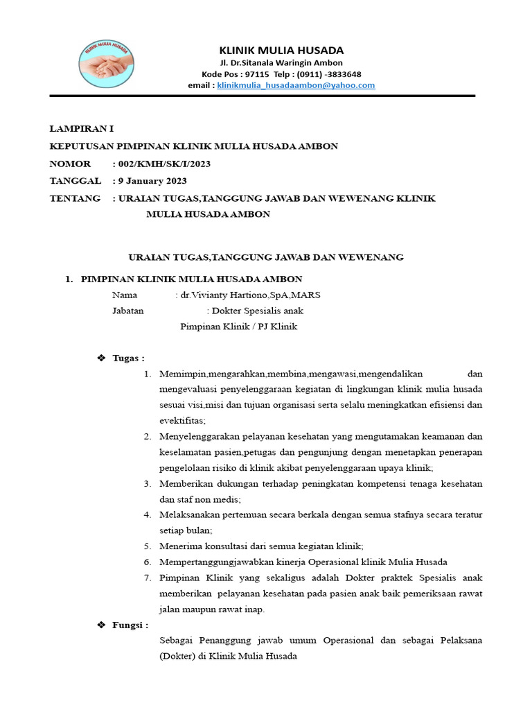 TKK 1.1 Ep 3 Uraian Tugas, Tanggung Jawab Dan Wewenang | PDF