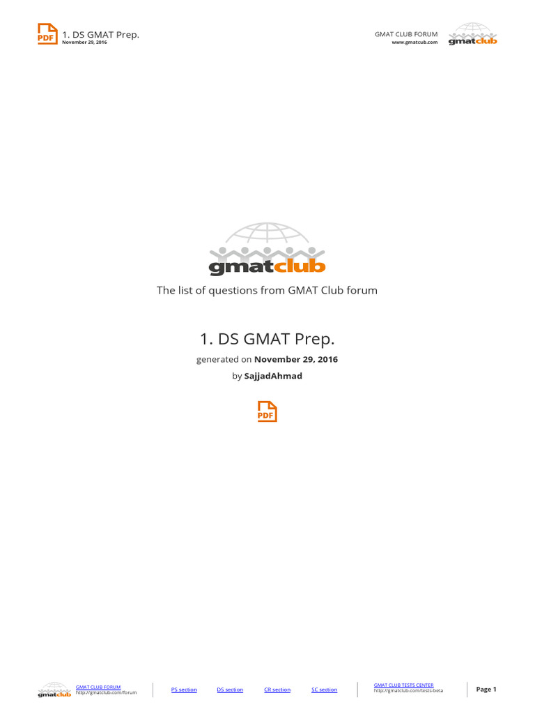 DS GMAT Prep | Download Free PDF | Graduate Management Admission Test ...