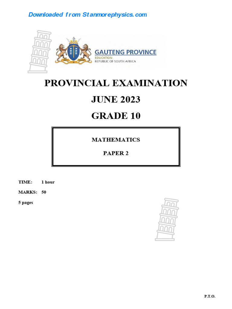 GP Maths Grade 10 June 2023 P2 and Memo | PDF | Classical Geometry | Euclid