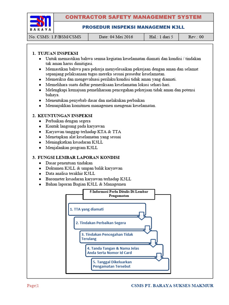 1.F.Prosedur Inspeksi Managemen K3LL | PDF