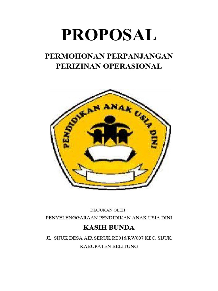 Contoh Proposal Izin Operasional Paud | PDF