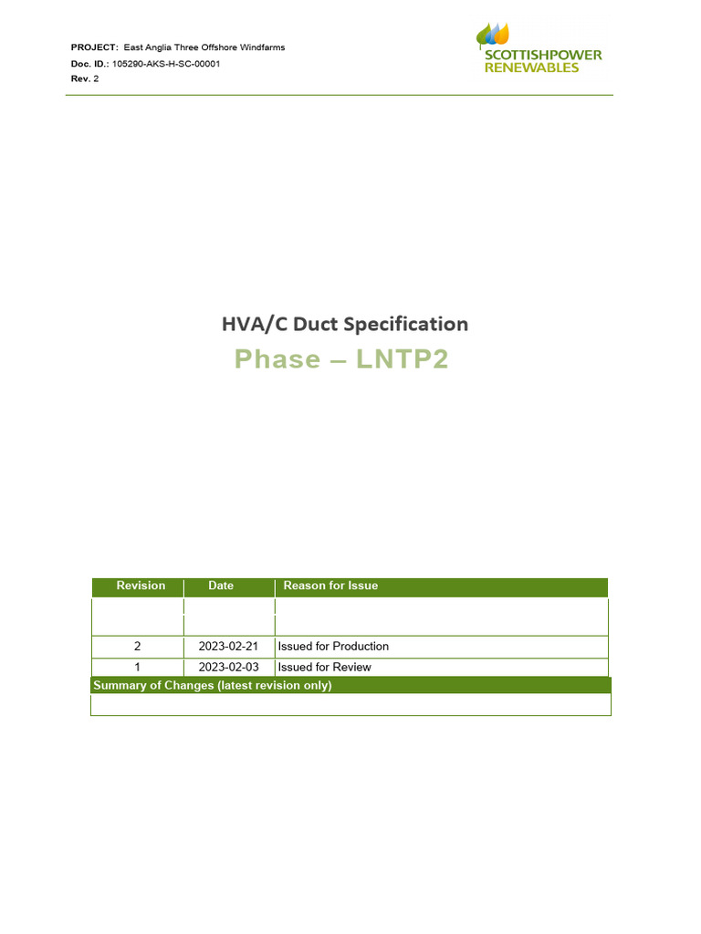 AKS H SC 00001 HVAC Duct Specification | PDF | Duct (Flow) | Thermal ...