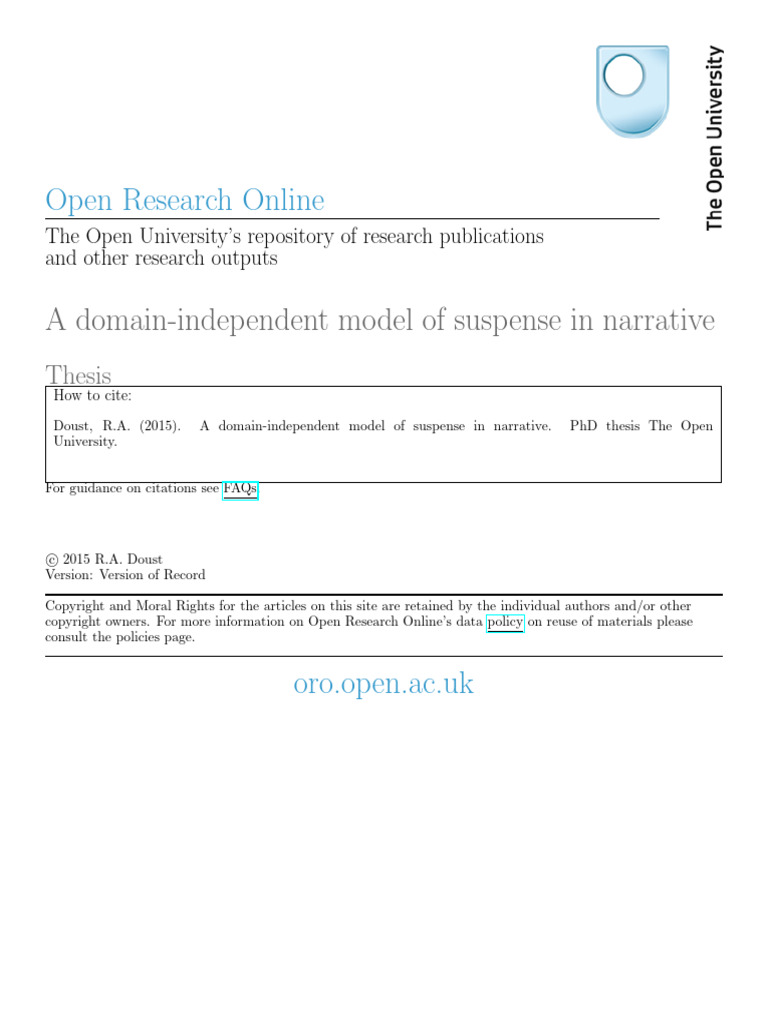 PHD Thesis A Domain-Independent Model of | PDF | Fight Or Flight ...