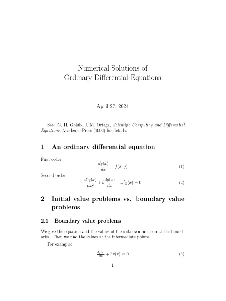 Numsol Ode | PDF | Equations | Ordinary Differential Equation