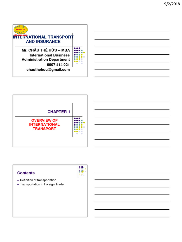 (Print SV) Chapter 1 - Overview of International Transport | PDF ...