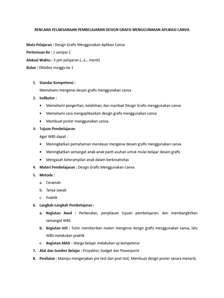 RPP Design Grafis Menggunakan Aplikasi Canva | PDF