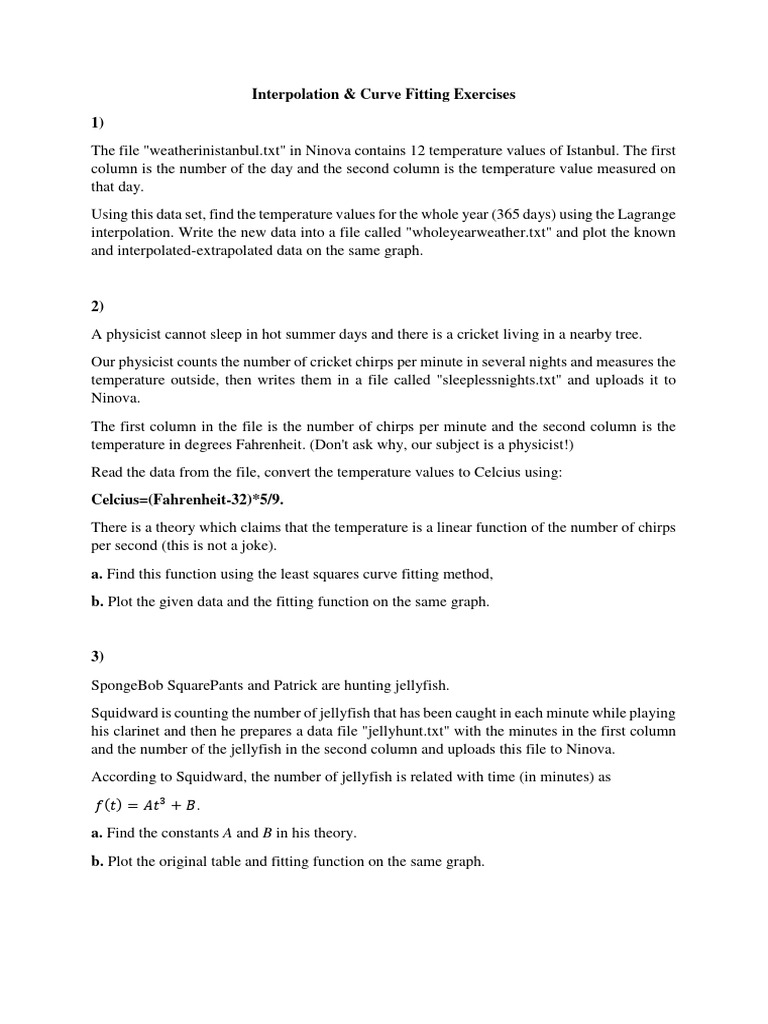 Interpolation CurveFitting Exercises | Download Free PDF ...