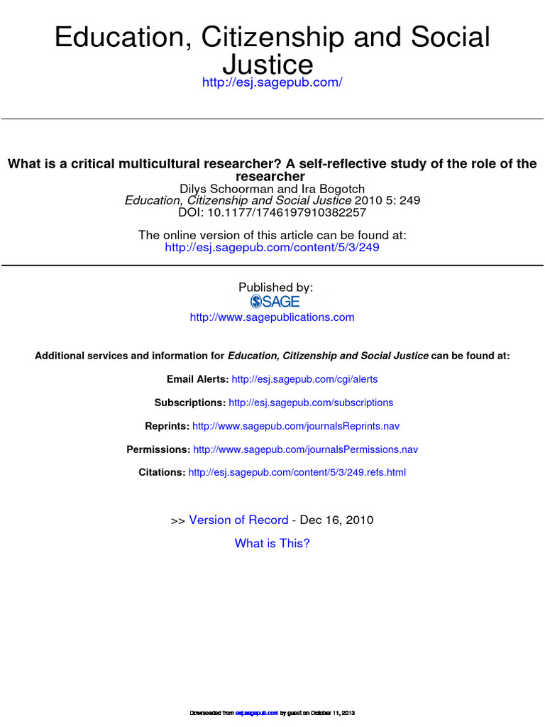 Critical Multicultural Research | PDF | Teachers | Literacy