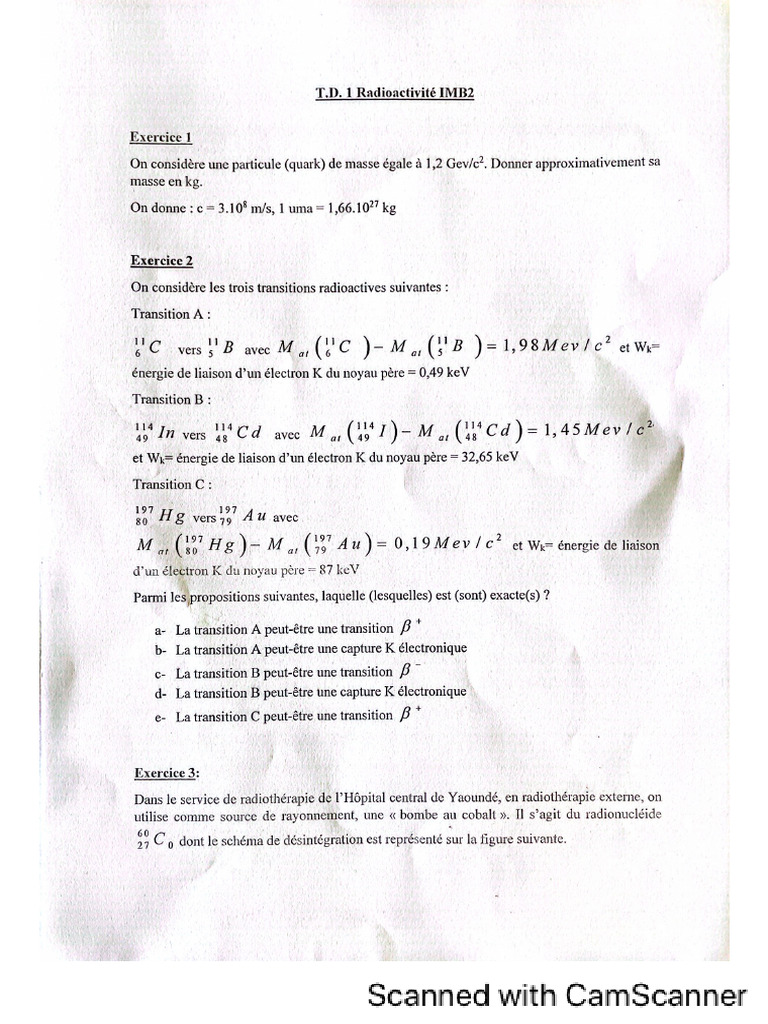TD1 Radioactivité | PDF