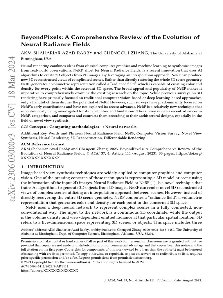 Beyondpixels: A Comprehensive Review of The Evolution of Neural Radiance Fields | Download Free ...