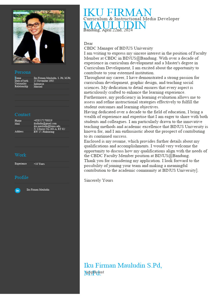 Coverletter - IKU CBDC 2024 | PDF | Curriculum | Cognition