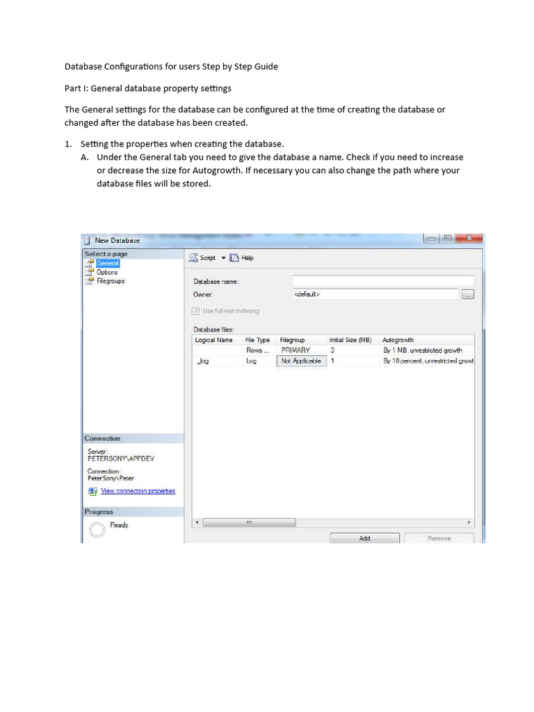 Database Configurations For Users Step by Step Guide | Download Free PDF | Databases | Password