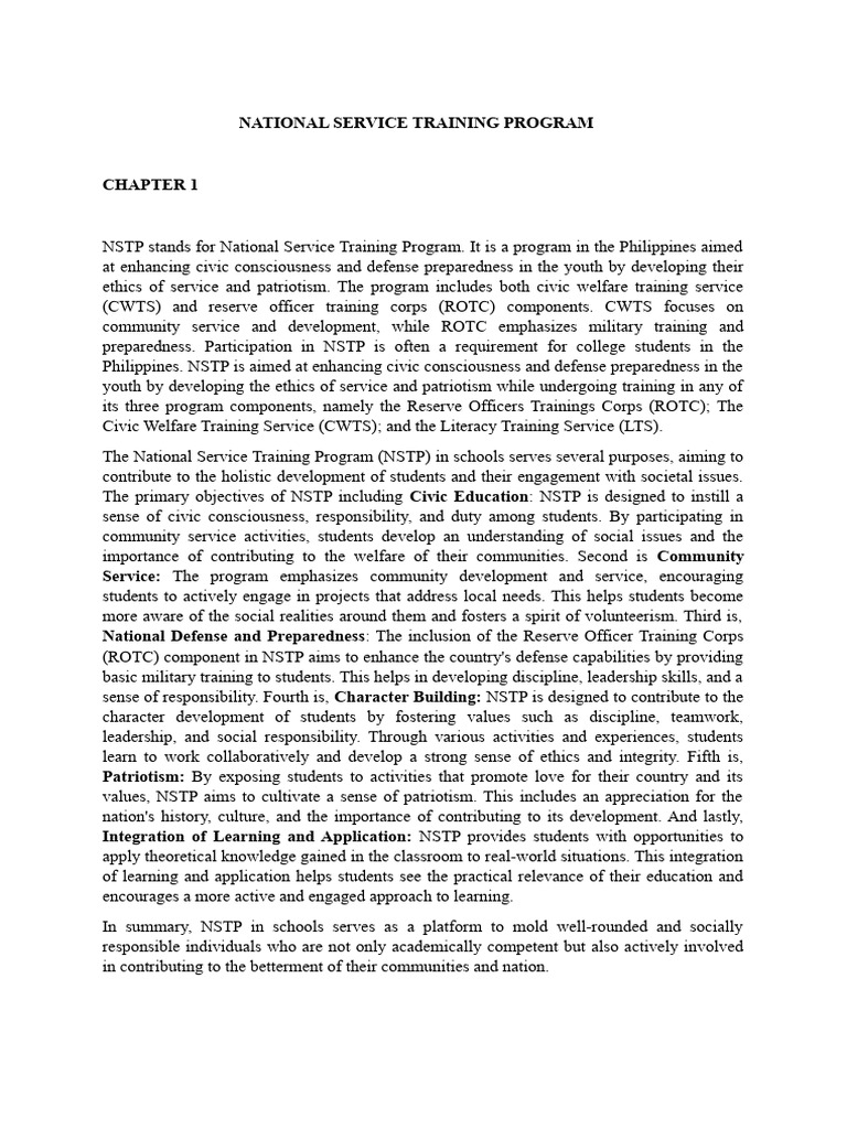 National Service Training Program | PDF | Reserve Officers' Training ...