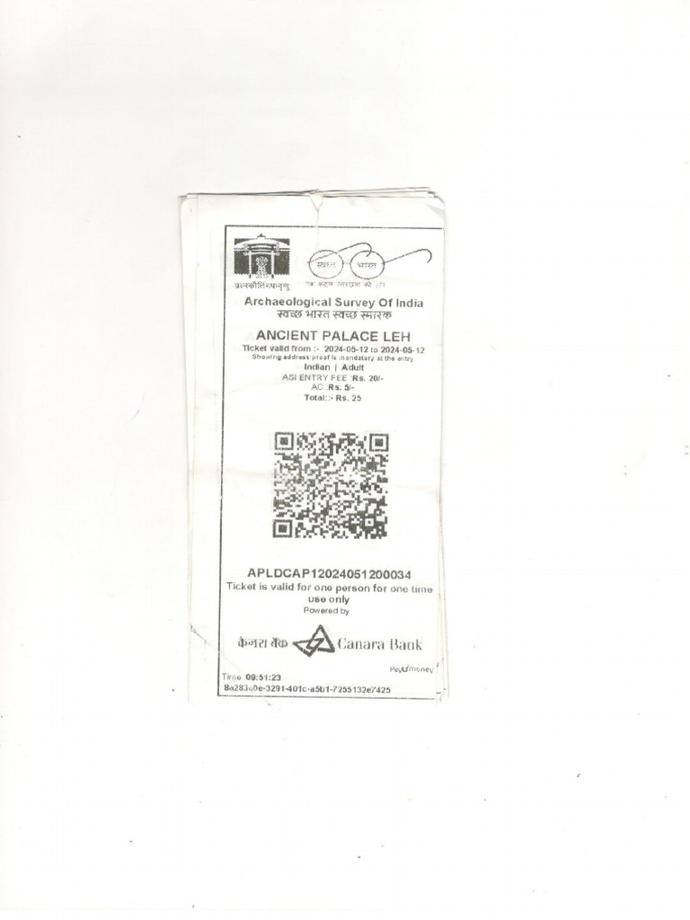 Leh Palace Entry Ticket | PDF
