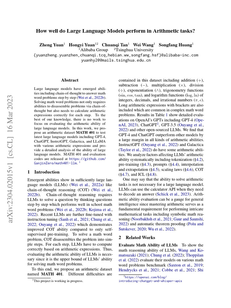 How Well Do LLM Perform Iin Arithmetic Tasks | Download Free PDF | Arithmetic | Multiplication