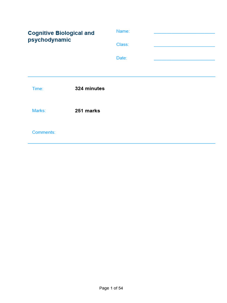 All Qs Cognitive Biological and Psychodynamic | PDF | Cognition ...