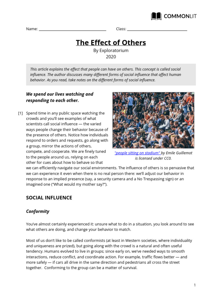 The Effect of Others: We Spend Our Lives Watching and Responding To ...