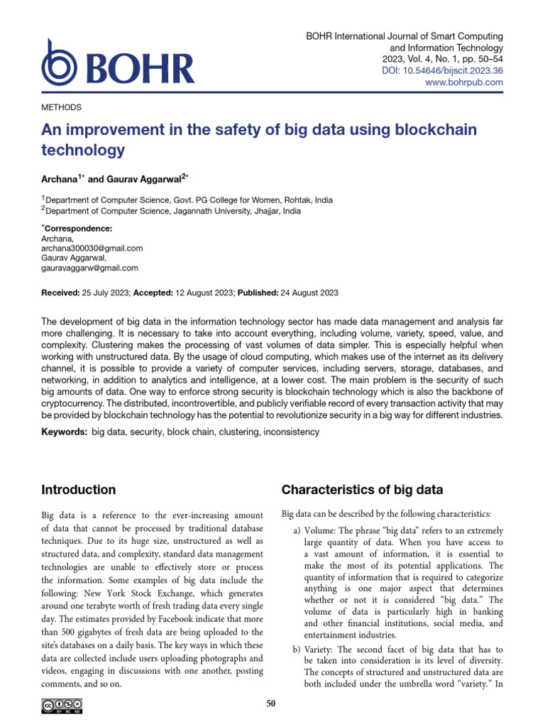 An improvement in the safety of big data using blockchain technology | PDF | Big Data | Computer ...