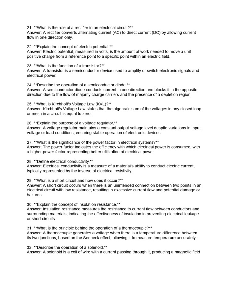 21-40 electrical Interview question | PDF | Voltage | Electricity