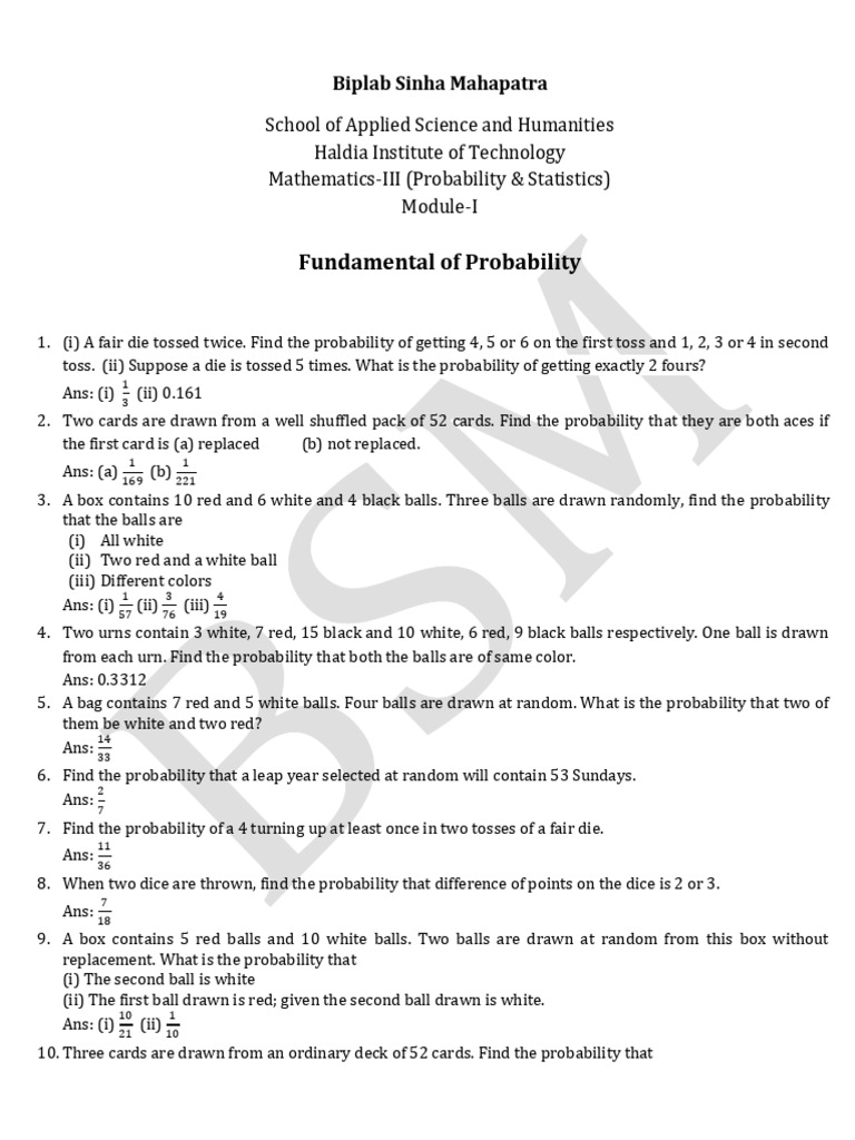 Ch-1 - Fundamental of Probability | PDF | Probability | Mathematics