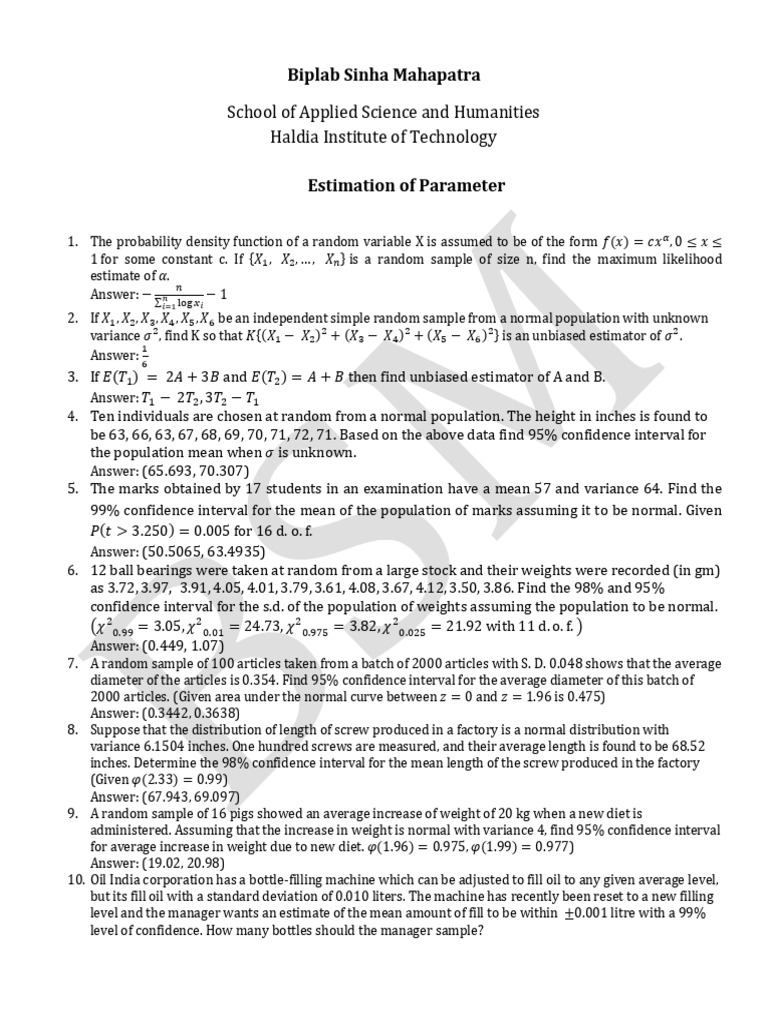 Ch 7 Estimation Of Parameter Pdf Estimator Estimation Theory