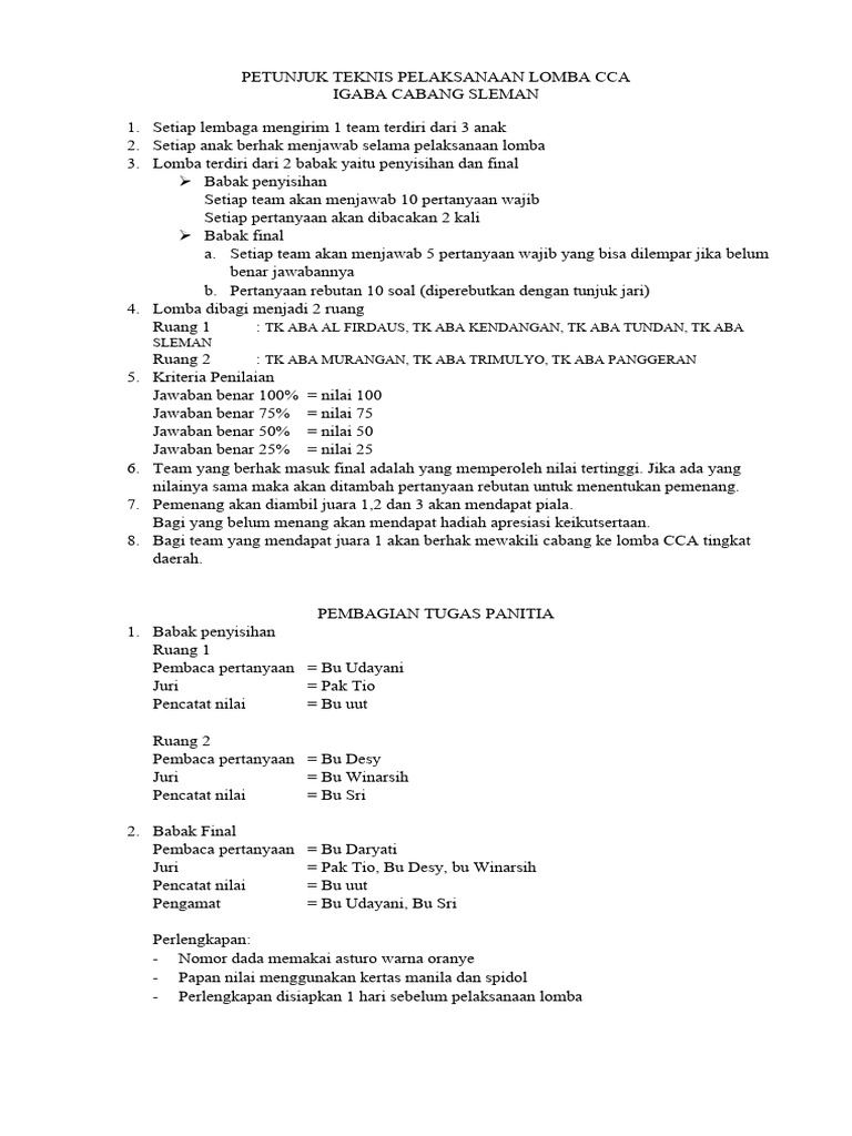 Juknis Dan Soal Cca TK | PDF | Kesehatan Holistik