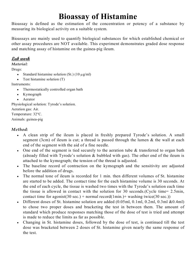 Bioassay of Histamine | PDF | Wellness
