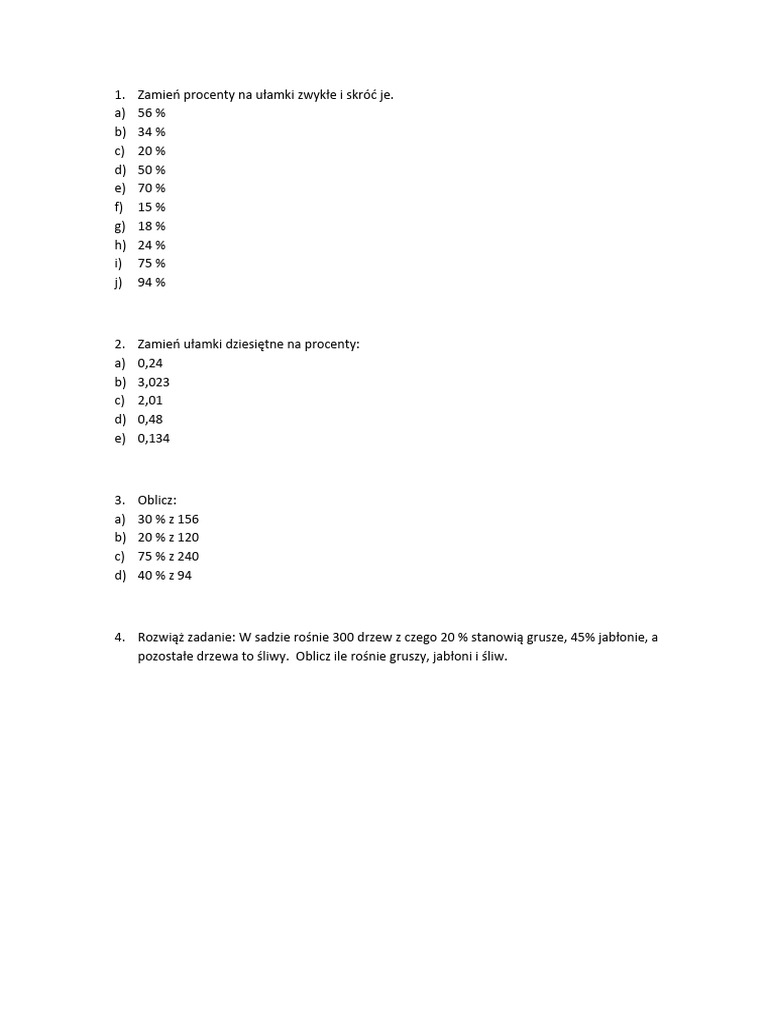 Procenty Klasa 5 Pdf