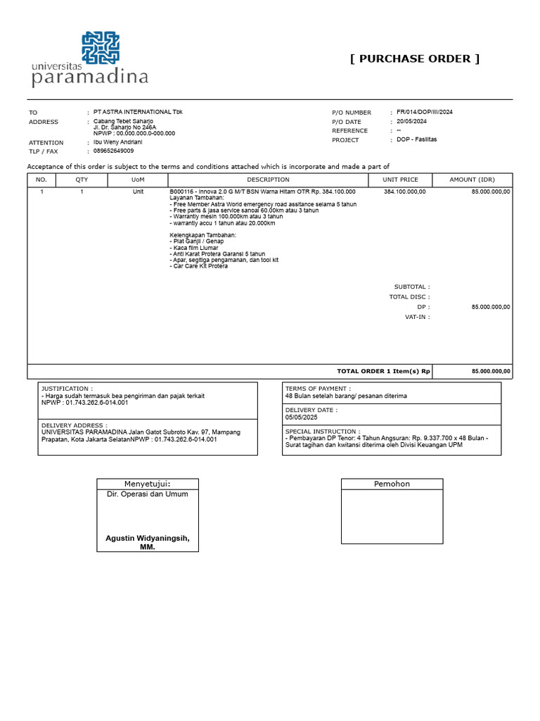 Purchase Order - Mobil | PDF