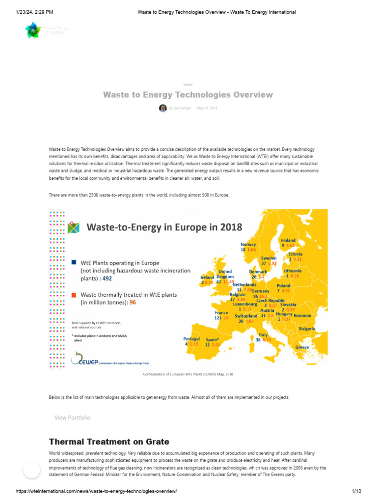 Waste to Energy Technologies Explained | PDF | Waste | Incineration