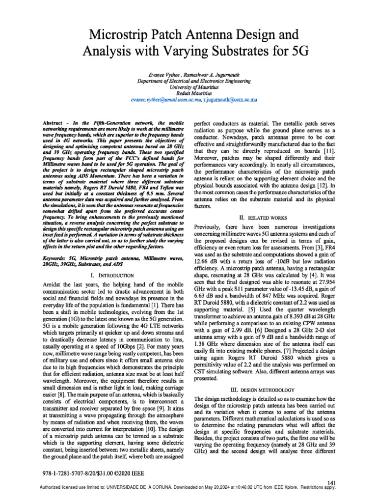 Microstrip Patch Antenna Design and Analysis With Varying Substrates ...